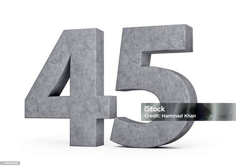 3d 콘크리트 번호 45 45 자리 흰색 배경에 회색 콘크리트 돌로 만든 3d 그림 0명에 대한 스톡 사진 및 기타 이미지 0명 3차원 형태 개념 Istock