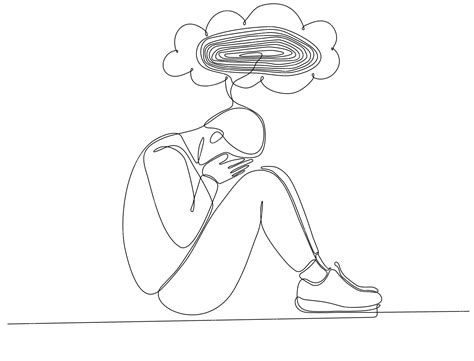 Premium Vector Continuous Line Drawing Of Young Man Feeling Sad And