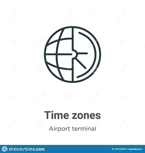 Time Zones Outline Vector Icon Thin Line Black Time Zones Icon Flat