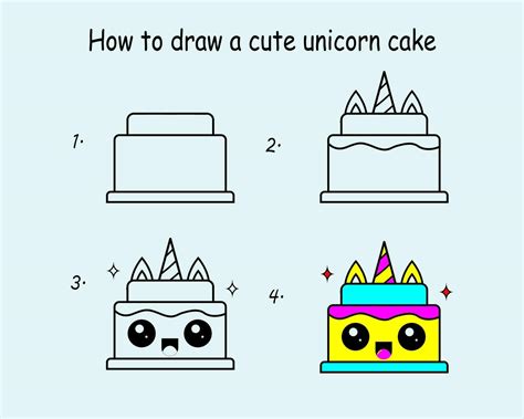 Step By Step To Draw A Cute Cake Drawing Tutorial A Cute Cake Drawing