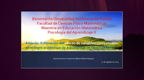 Estimación Del Efecto De Variables Contextuales En El Logro By Roman Serrano Clemente On Prezi
