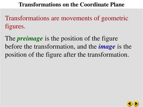 Ppt Coordinate Plane Transformations Reflection Translation Rotation Powerpoint