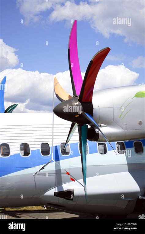 Propeller On An Atr Atr 72 600 Turboprop Airliner On Static Display At
