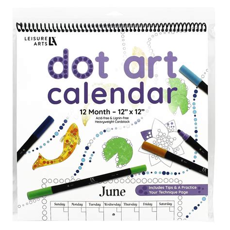 Leisure Arts Dot Art Calendar 12x12 Blank Calendar Dot Markers