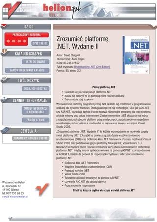 Zrozumieć platformę NET Wydanie II PDF