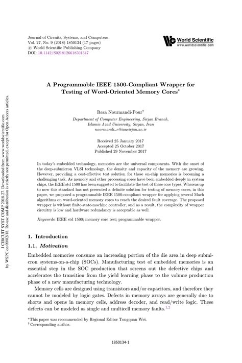 Pdf A Programmable Ieee 1500 Compliant Wrapper For Testing Of Word