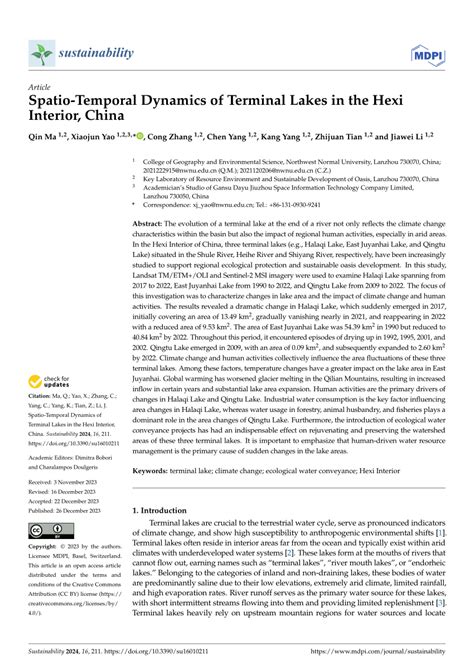 Pdf Spatio Temporal Dynamics Of Terminal Lakes In The Hexi Interior