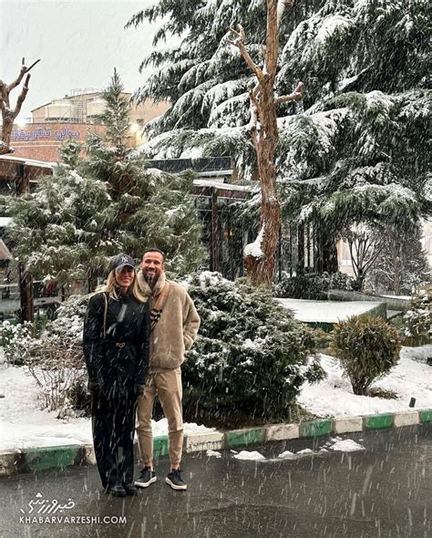 عکس عاشقانه‌های مهاجم جدید پرسپولیس و همسرش در هوای برفی تهران پیام