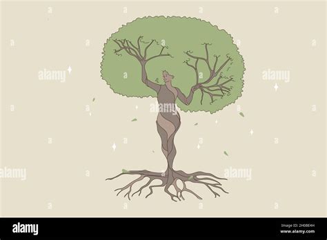 Woman Shape Being A Natural Forest Tree Vector Concept Illustration Of Nature And Human Balance
