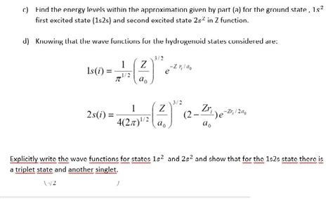 Solved C Find The Energy Levels Within The Approximation Chegg