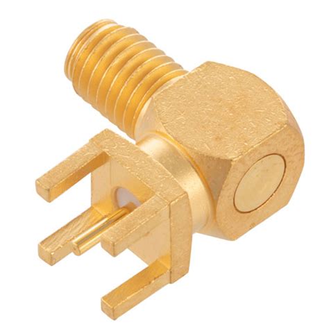 Rf Pcb Connector Ssma Female Right Angle Connector Solder Attachment