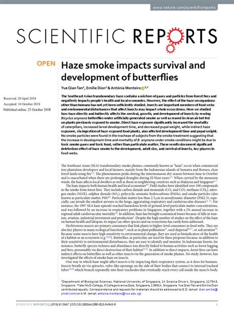 2018 Haze Impacts Butt Dvlpt Tan Et Al Pdf Particulates Smoke