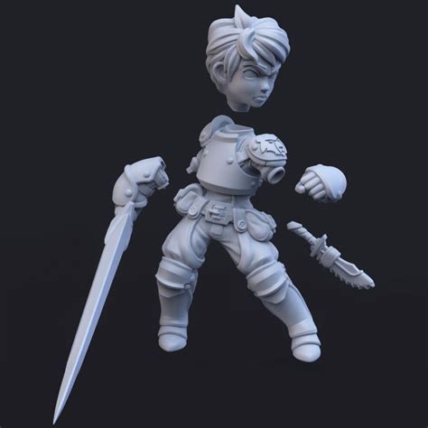 3d Printable Male Warrior Chibi 28mm 32mm 54mm By Rob Keiser
