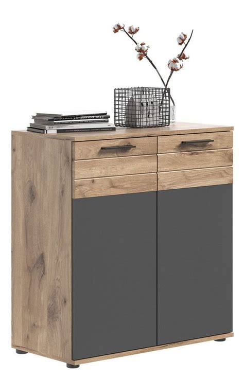 Newroom Kommode Stanley Kommode Eiche Basalt Grau Industrial Sideboard
