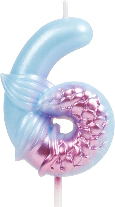 Yiran Blue Mermaid Birthday Candles For Cake With Mermaid Tail Number