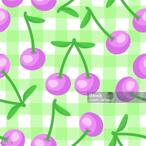 만화 체리 베리 과일 완벽 한 패턴 낙서 간단한 벡터 육즙이 많은 음식 주스 포장 디자인 여름 패브릭 프린트 템플릿입니다 건강한 식생활에 대한 스톡 벡터 아트 및 기타