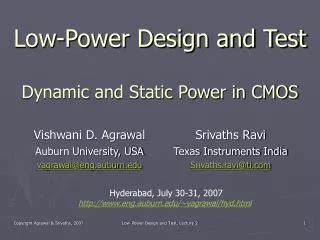 PPT Low Power Design And Test Dynamic And Static Power In CMOS PowerPoint Presentation ID