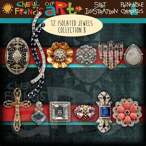 Jewel Gem B Precious Stones Bling Clip Art Digital Graphics Printable