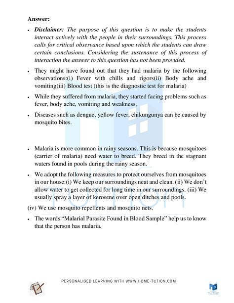 Ncert Solutions For Class 5 Evs Chapter 8 A Treat Or Mosquitoes