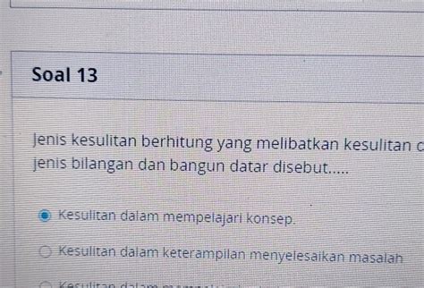 Soal 13 Jenis Kesulitan Berhitung Yang StudyX