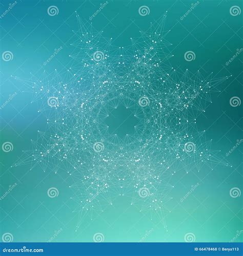 Geometric Abstract Form With Connected Line And Dots Graphic Background For Your Design Stock