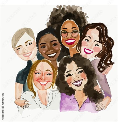 Harmony Between Different Groups Of Girls Forming A Strong Bond Inspiring Drawing To Illustrate