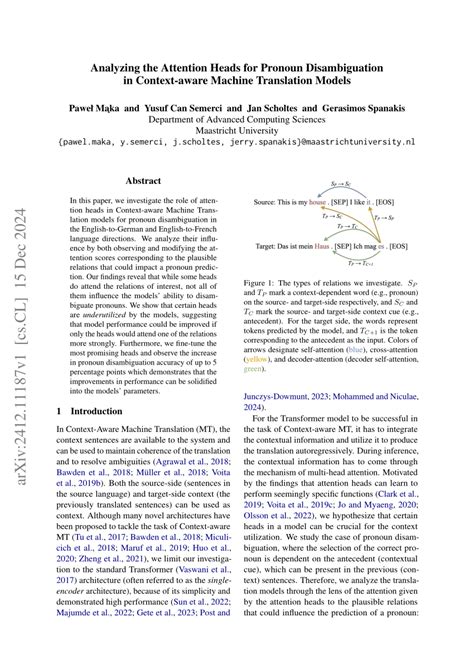 Pdf Analyzing The Attention Heads For Pronoun Disambiguation In Context Aware Machine