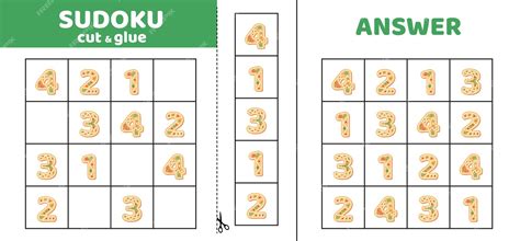Premium Vector Sudoku With Four Cookie Numbers 1 2 3 4 Game Puzzle