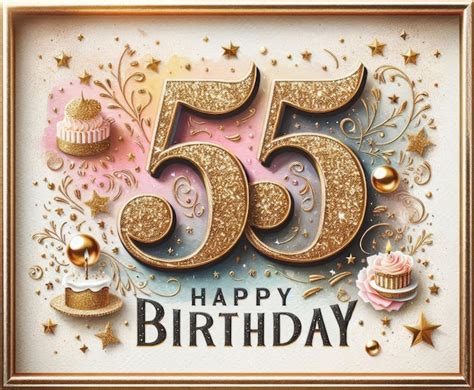 Elegant 55th Birthday Celebration Card With Gold Glitter Balloons And