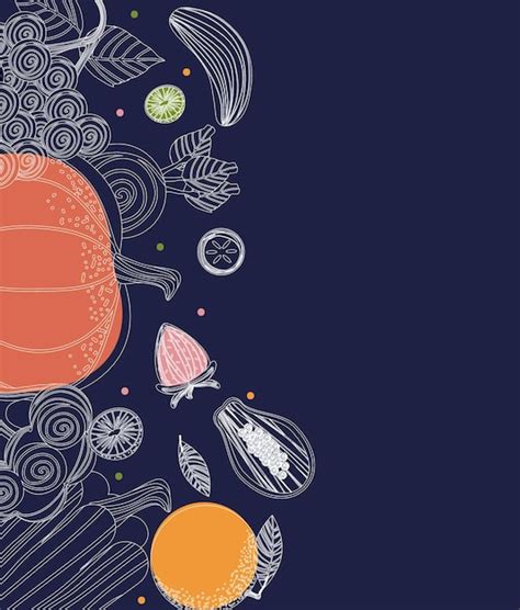 파란색 배경에 야채 프리미엄 벡터