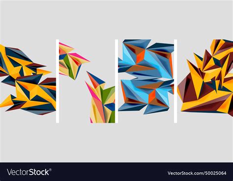 Set Of Mosaic Triangle Pattern Abstract Posters Vector Image