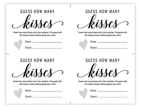 Free Template Guess How Many Kisses Free Printable Printable