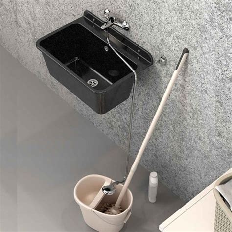 Zestaw gospodarczy komora bateria ścienna biała syfon Granite Sink