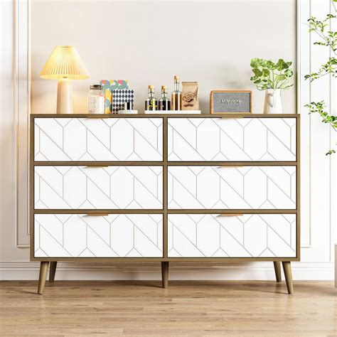 Celya Sideboard Diemodernen Tischkommodekommode Walnuss Mit Weißem