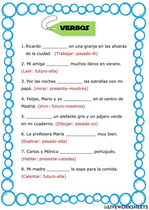 Verbos Online Exercise For 3ero Lecciones De Gramática Cuaderno De