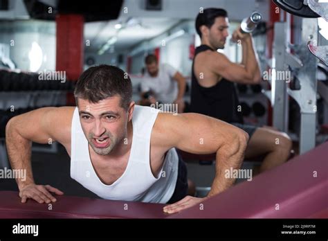 Man Performing Push Ups During Training Stock Photo Alamy