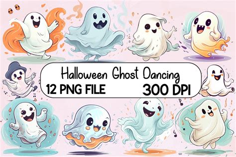 Halloween Ghost Dancing Clipart Graphic By Smmedia · Creative Fabrica