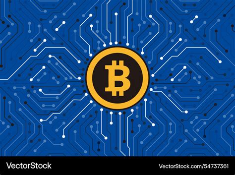 Microchip Processor With Golden Bitcoin Royalty Free Vector