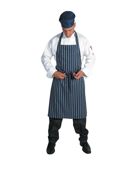 Dnc Pinstripe Full Bib Apron No Pocket 2536 Workwear Wholesalers