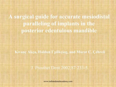 Surgical Implant Placement Guides Dentistry Dental Implants Ppt