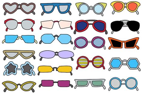 Colección de iconos de gafas dibujadas a mano Vector Premium