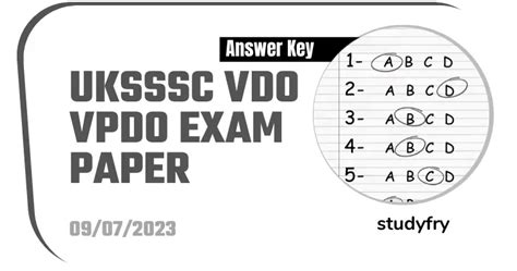 UKSSSC VDO VPDO Exam Paper 9 July 2023 Official Answer Key Re Exam