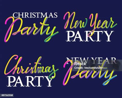 ปีใหม่และคริสต์มาสปาร์ตี้สีของเหลวและชุดตัวอักษรสีขาว องค์ประกอบสําหรับการออกแบบโปสเตอ ภาพประกอบ