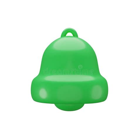 Vector Cartoon 3d Green Bell Cute Realistic Render Of Ringing Bell