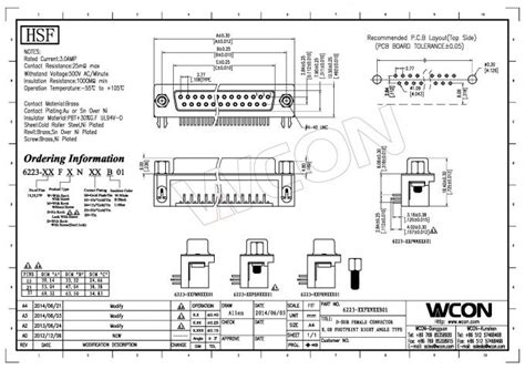 Wcon Db25 Connector Right Angle 25 Pin Female Connector For Pcb Pbt