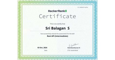 Sri Balagan On Linkedin Hackerrank Skill Certificate