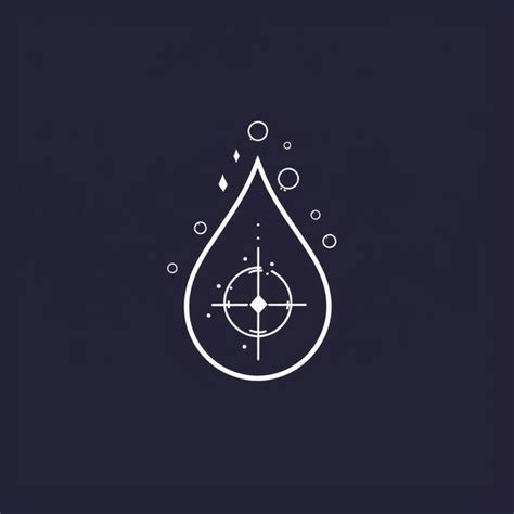 A White Line Drawing Of A Water Drop With A Compass On It Generative Ai Premium Ai Generated Image