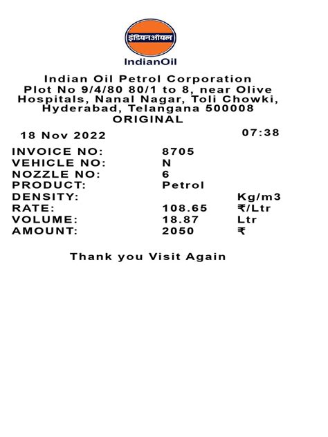 Fuel Bill Template 2 Pdf