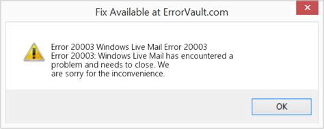 How To Fix Error 20003 Windows Live Mail Error 20003 Error 20003