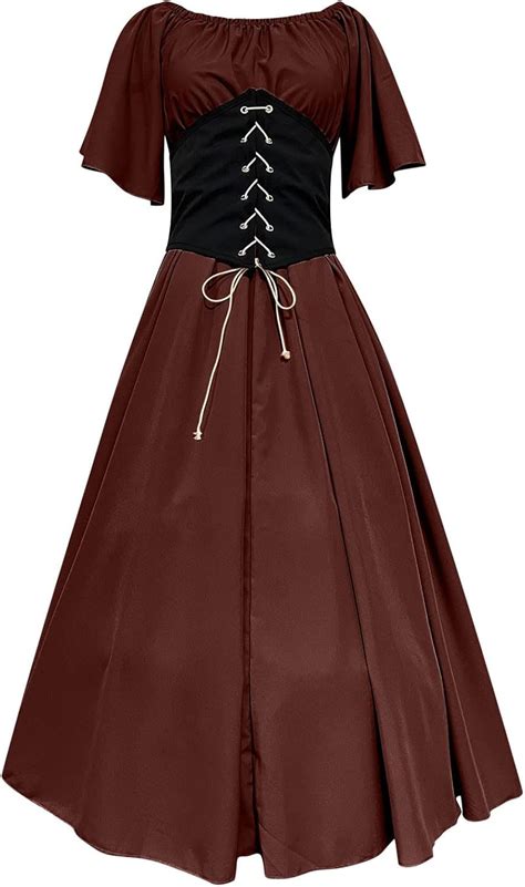Womens Plus Size Victorian Court Dress Flare Sleeve Medieval Vintage